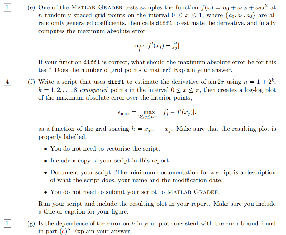 1 (e) One of the MATLAB GRADER tests samples the | Chegg.com