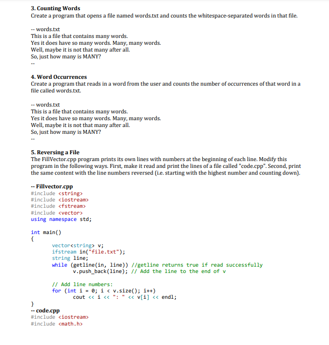 Solved 3 Counting Words Create A Program That Opens A File