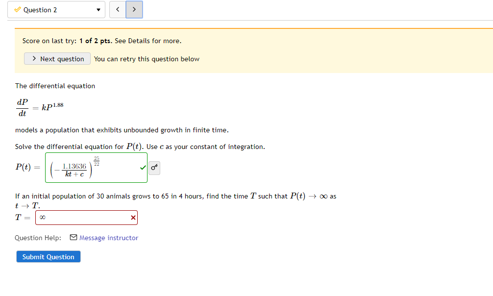 Solved Question 2 Score on last try: 1 of 2 pts. See Details | Chegg.com
