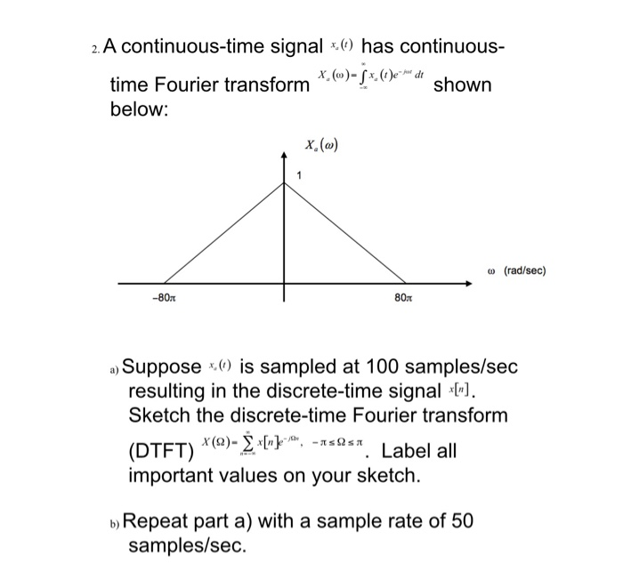 Solved 2.A continuous-time signal ) has continuous- | Chegg.com