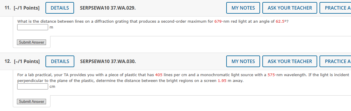 Solved What is the distance between lines on a diffraction | Chegg.com