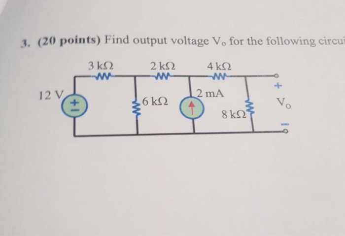 Solved 3. (20 points) Find output voltage Vo for the | Chegg.com
