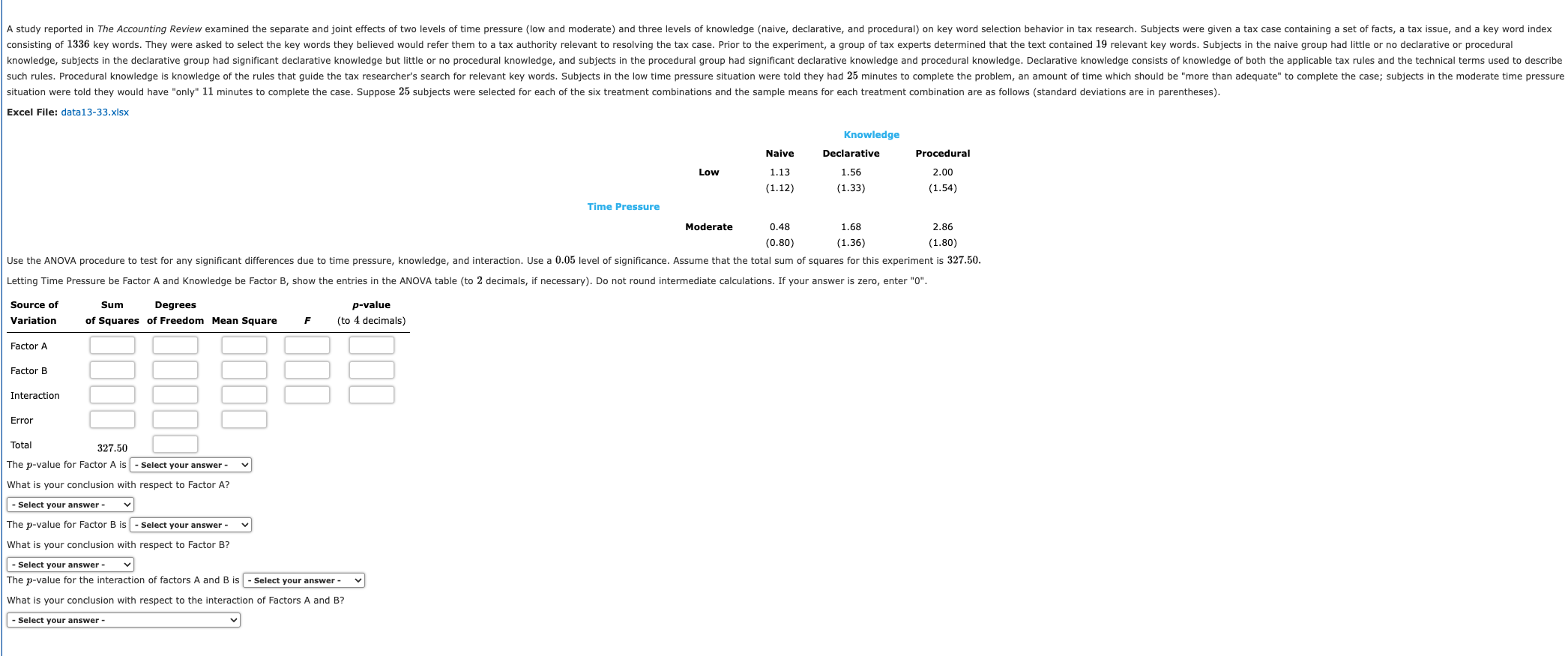 Solved ixcel File: data13-33.xlsx | Chegg.com