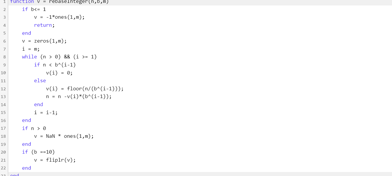 Solved netuasing a ueCinIal IIIEgeI Write a Matlab function | Chegg.com