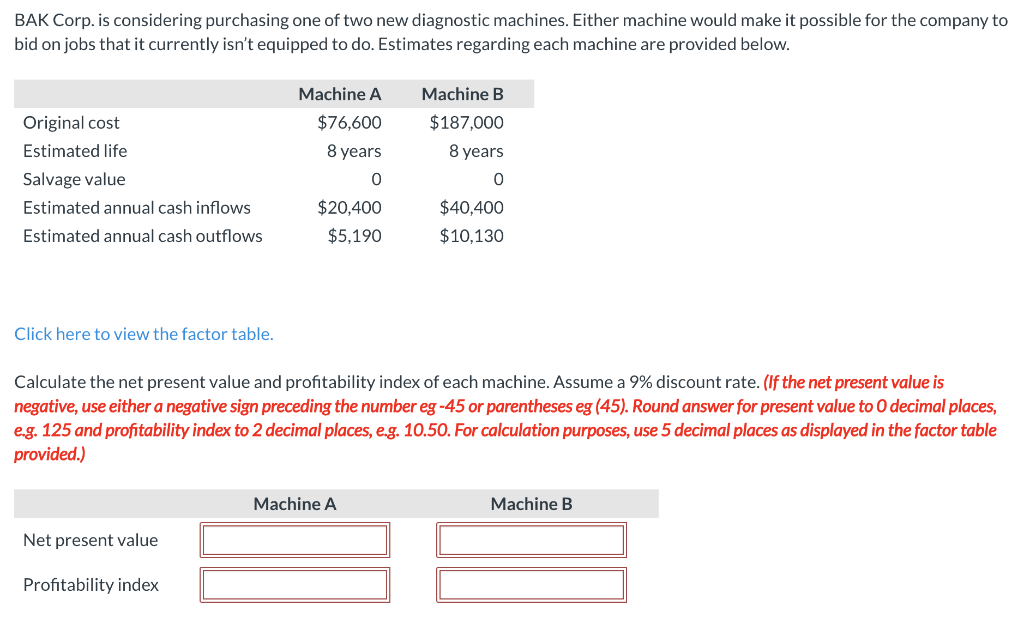 Solved BAK Corp. is considering purchasing one of two new | Chegg.com