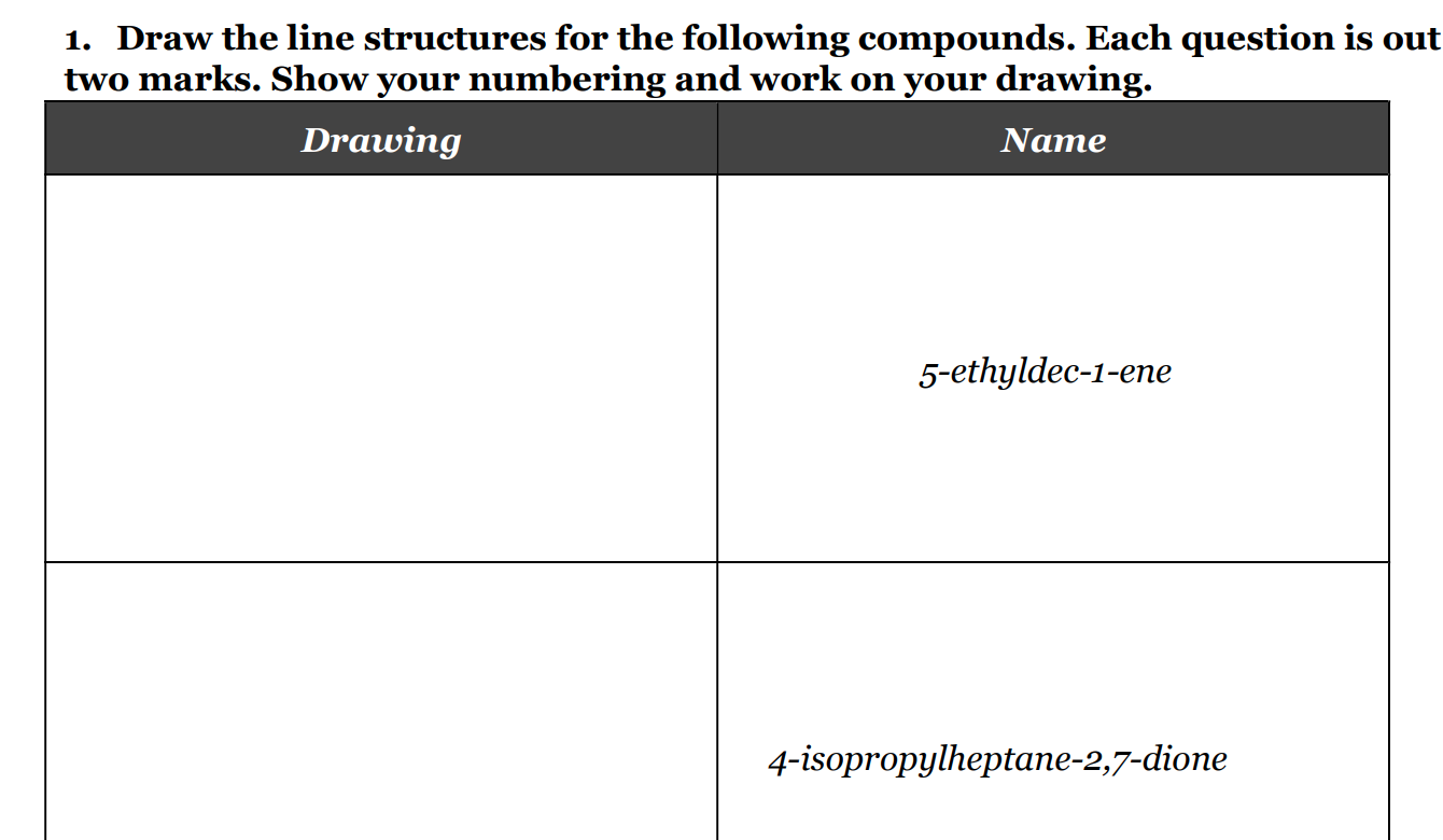Solved 1. Draw the line structures for the following | Chegg.com