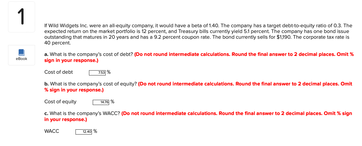Solved If Wild Widgets Inc. were an all-equity company, it | Chegg.com