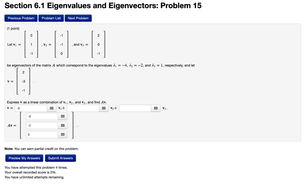 Solved Section 6.1 Eigenvalues and Eigenvectors: Problem 15 | Chegg.com