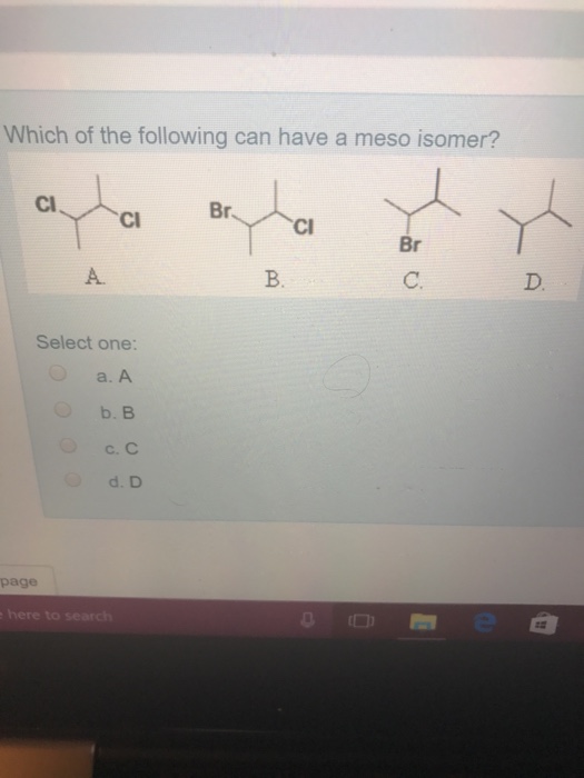 Solved Which of the following can have a meso isomer? CI CI | Chegg.com