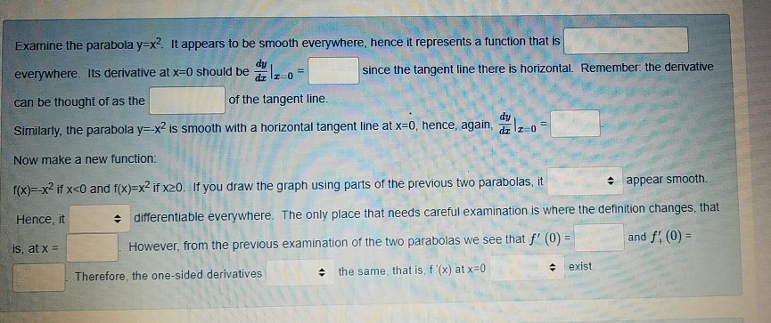 Solved Examine the parabola y-x2 It appears to be smooth | Chegg.com