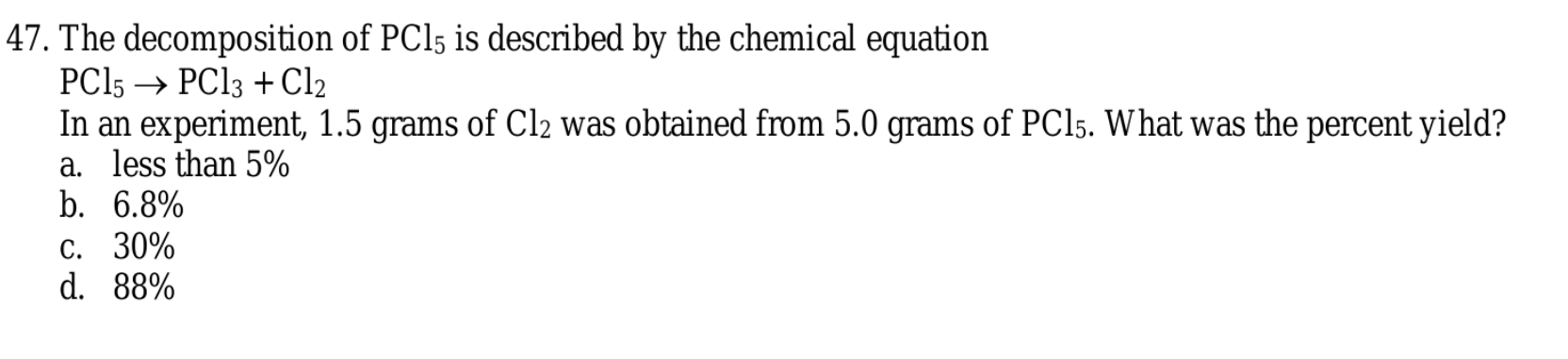 Solved The decomposition of PCl5 is described by the | Chegg.com