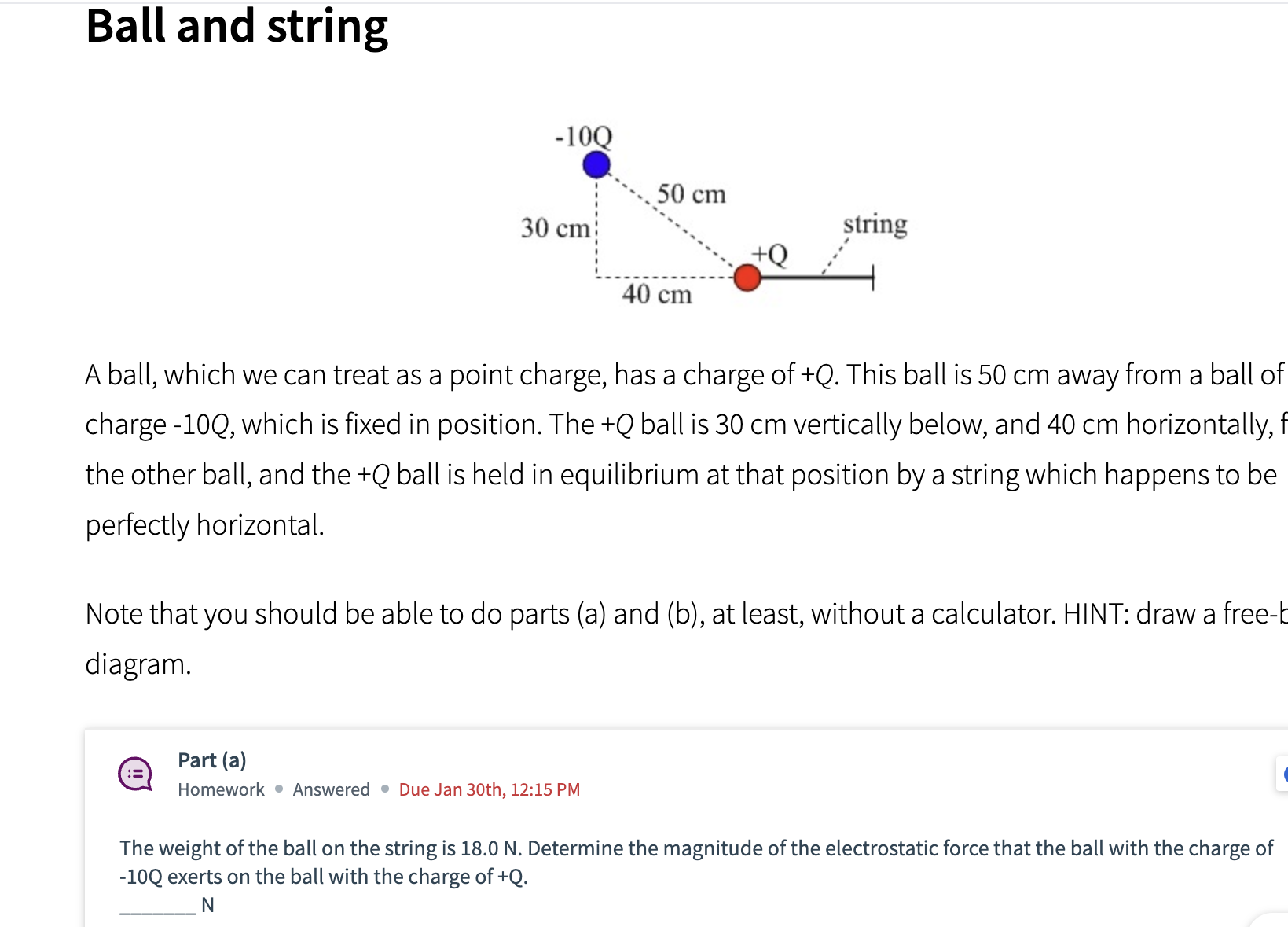 Solved Ball and stringA ball, which we can treat as a point | Chegg.com