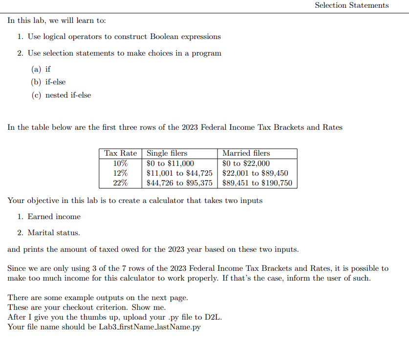 Solved In this lab, we will learn to: 1. Use logical | Chegg.com