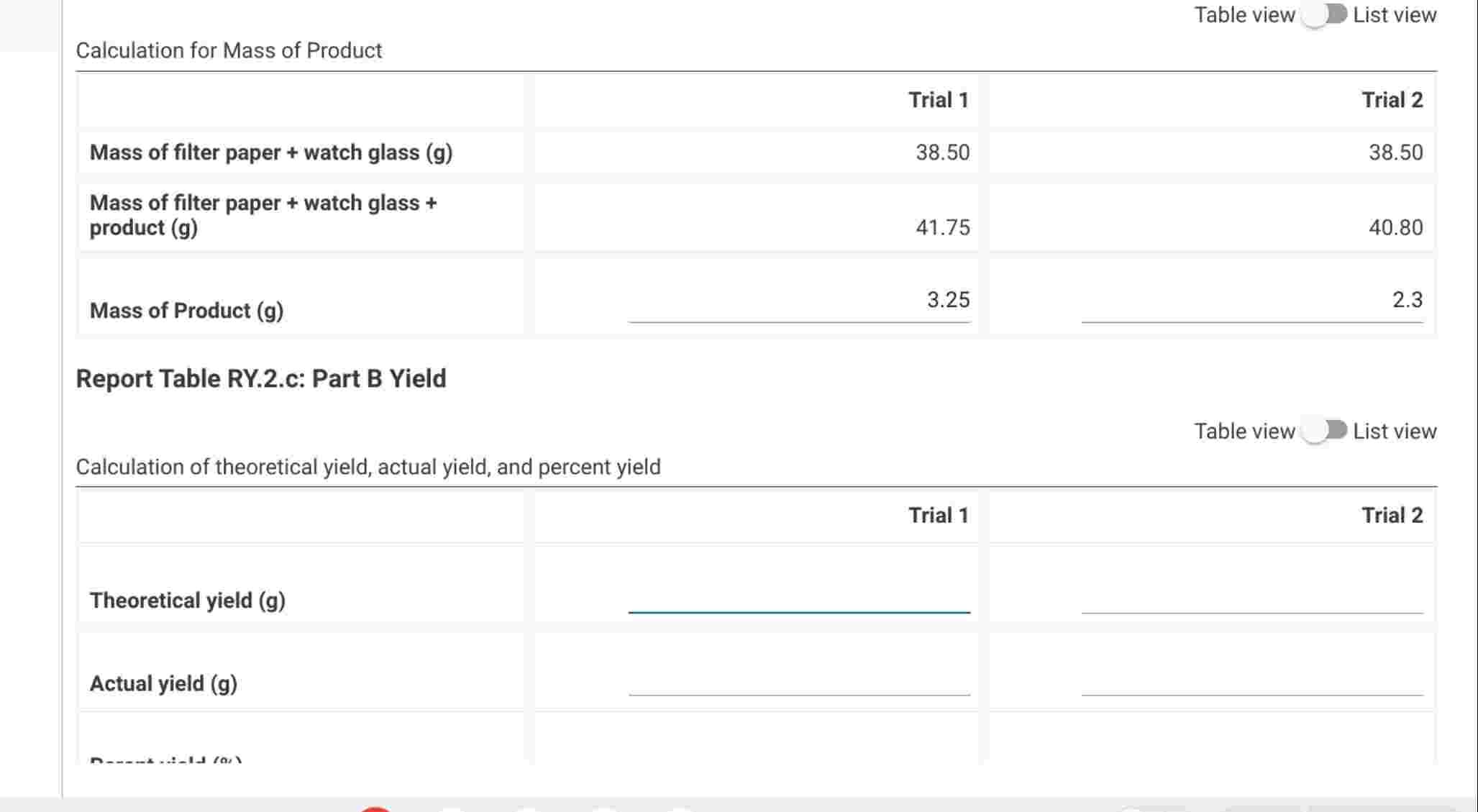 Solved Calculation of theoretical yield, actual yield, and | Chegg.com