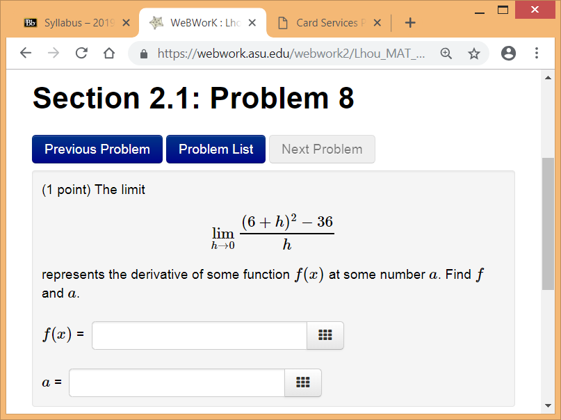 Solved Syllabus- weBWork Χ D card Servi. Solved Syllabus- weBWork Χ D card Servi.