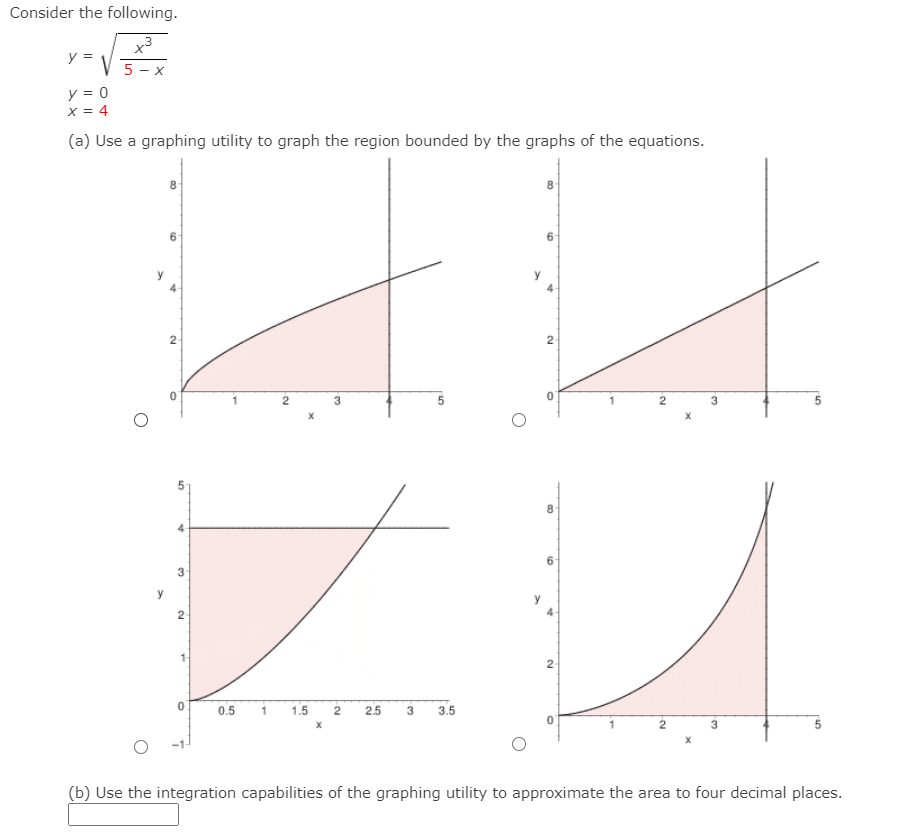 Solved Consider the following. x3 y = 5- X y = 0 x = 4 (a) | Chegg.com