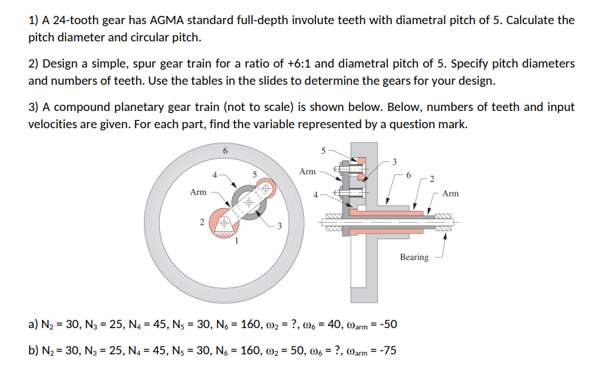 Solved 1) A 24-tooth gear has AGMA standard full-depth | Chegg.com