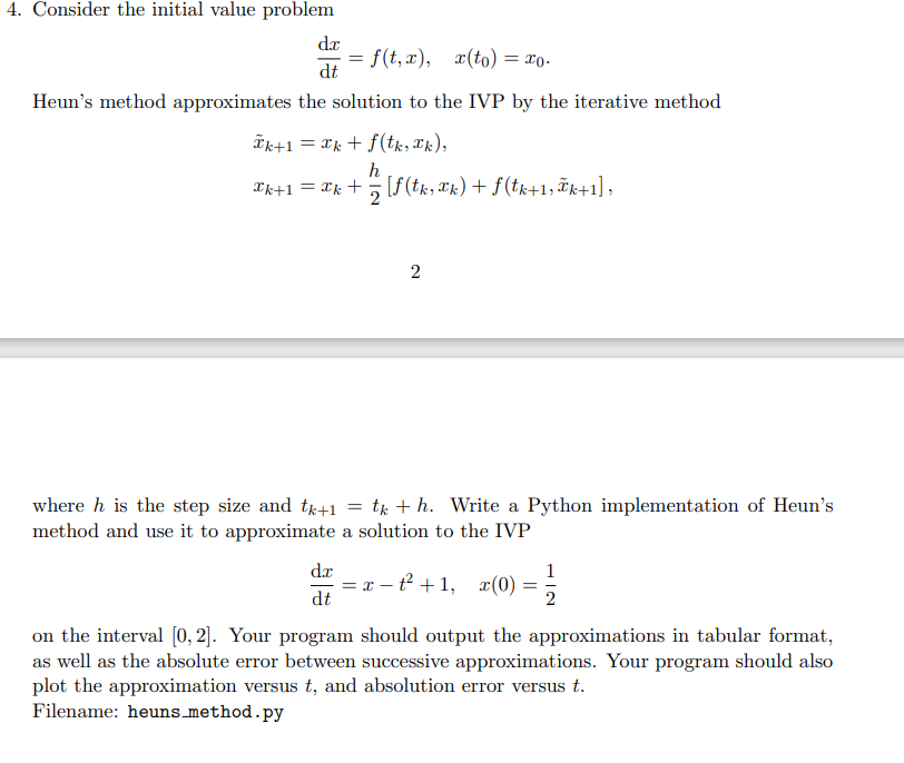 Solved 4. Consider the initial value problem | Chegg.com