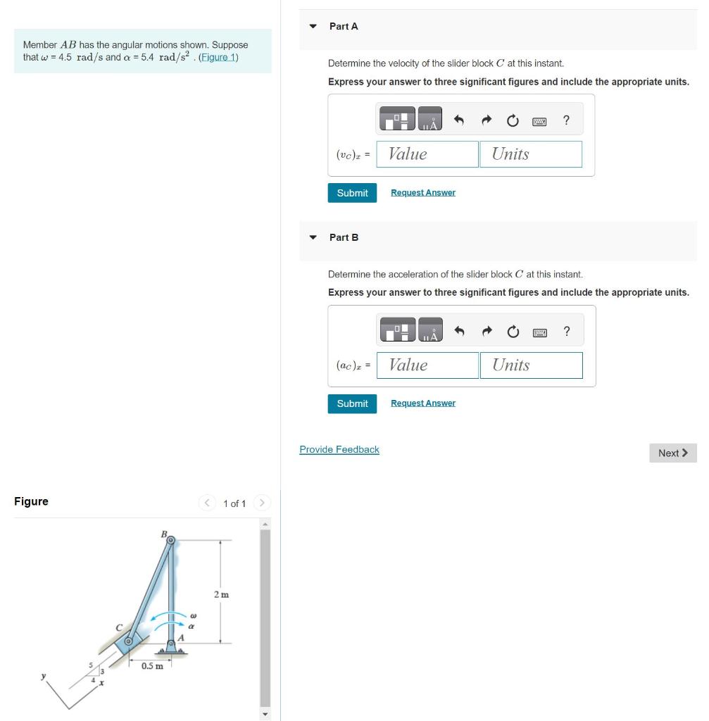 Solved Member AB has the angular motions shown. Suppose that | Chegg.com