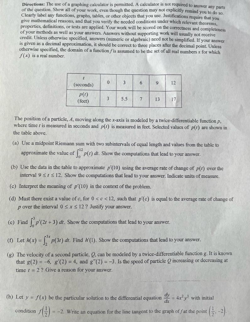 Solved Directions: The use of a graphing calculator is | Chegg.com