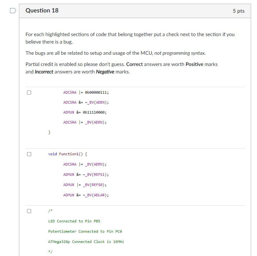 Solved Question 18 5 pts For each highlighted sections of | Chegg.com