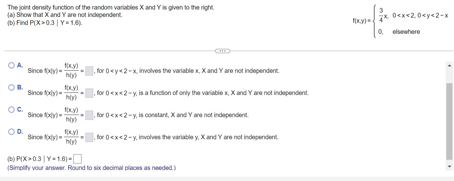 Solved The joint density function of the random variables X | Chegg.com