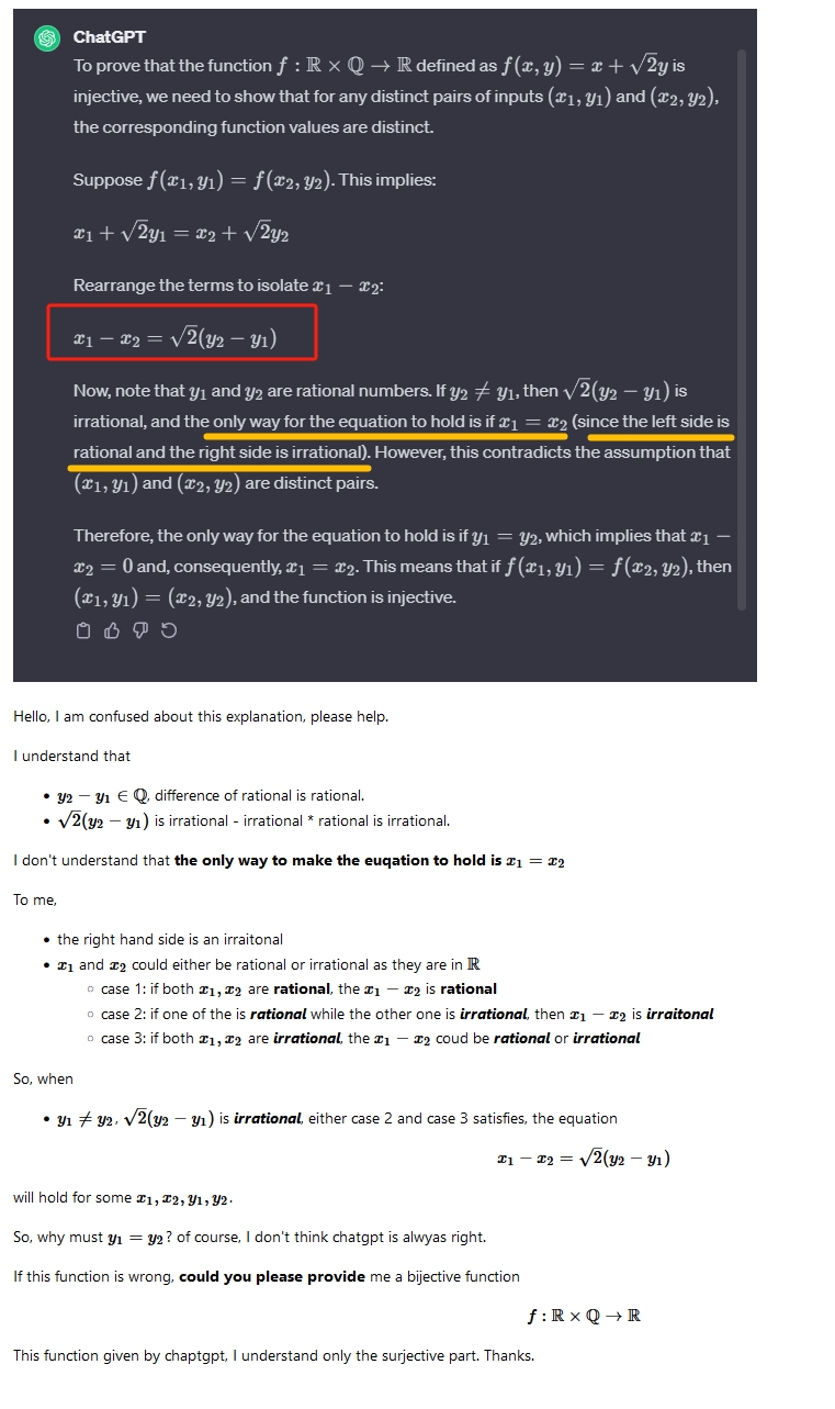 ChatGPTTo prove that the function f:R×Q→R ﻿defined as | Chegg.com