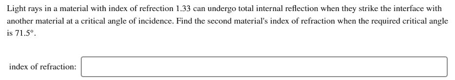 Solved Light rays in a material with index of refrection | Chegg.com