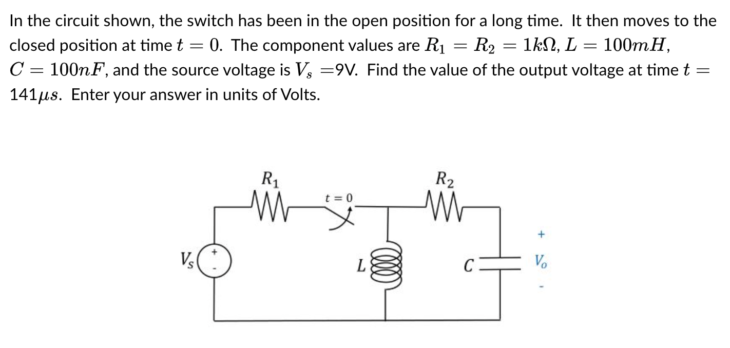 Solved In the circuit shown, the switch has been in the open | Chegg.com