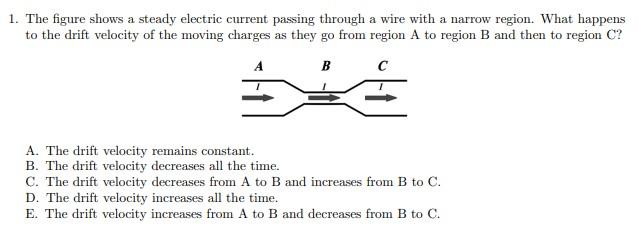 Solved 1. The figure shows a steady electric current passing | Chegg.com