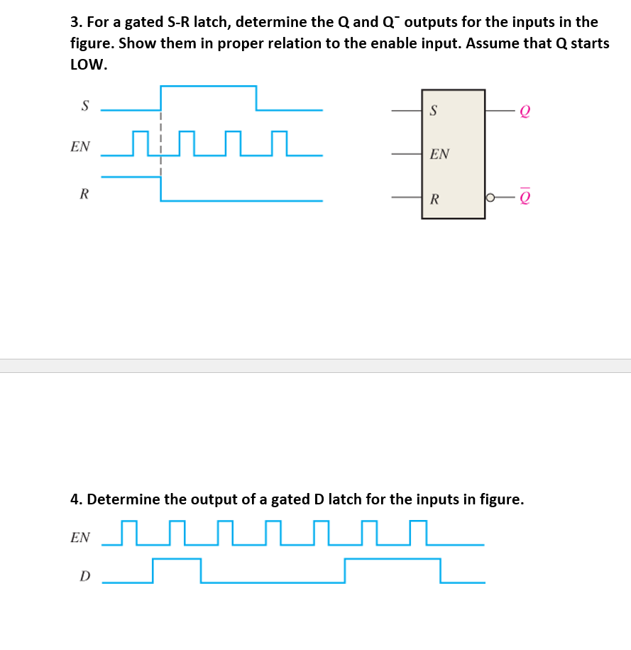 Solved 3. For a gated S-R latch, determine the Q and | Chegg.com