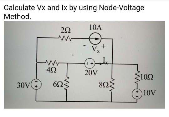 Solved Calculate Vx and Ix by using Node-Voltage Method. 2Ω. | Chegg.com