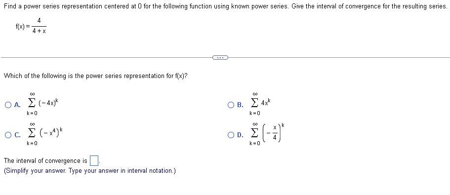 Solved Find a power series representation centered at for | Chegg.com