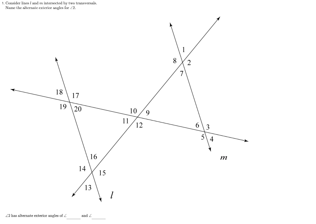 Alternate Exterior Angles With 2 Transversals