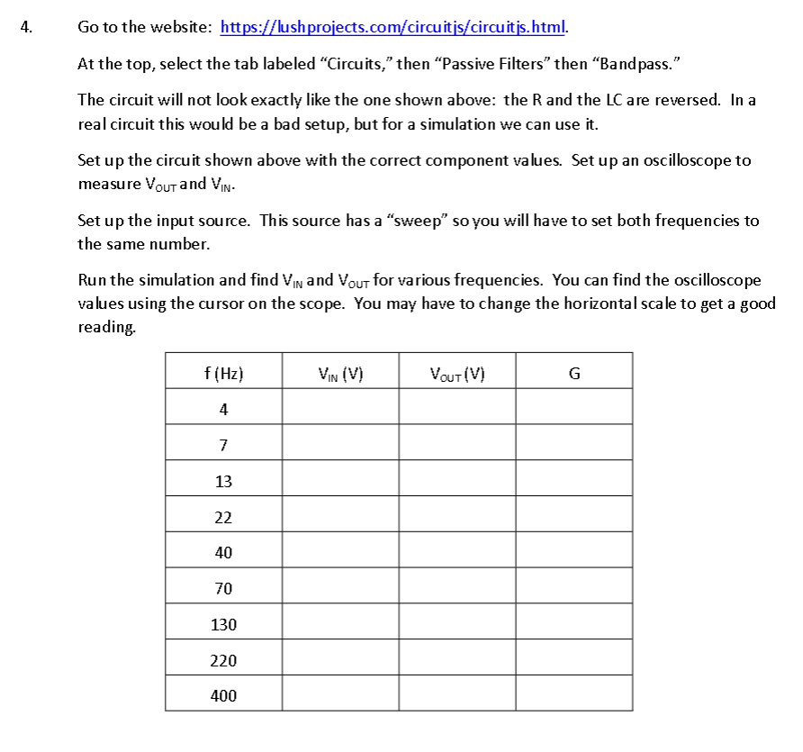 P280 Lab Exercise 5D: AC Circuits / Band-Block Filter | Chegg.com