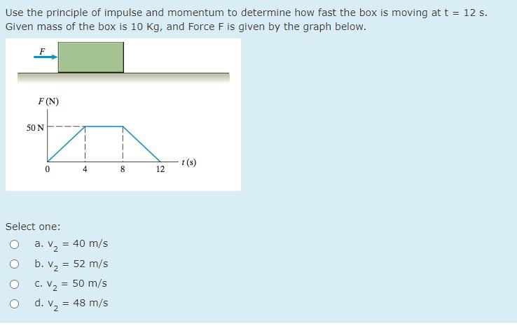 Solved Use the principle of impulse and momentum to | Chegg.com