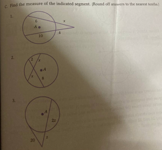Solved C. Find the measure of the indicated segment. (Round | Chegg.com