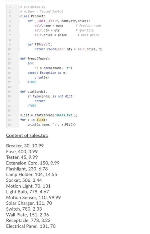 Solved The Program Analytics Py Given Below Is Used To