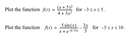 Solved Plot the function f(t)=4+3x2(x+5)2 for −3≤x≤5. Plot | Chegg.com