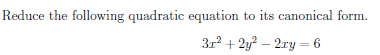 Solved Reduce the following quadratic equation to its | Chegg.com