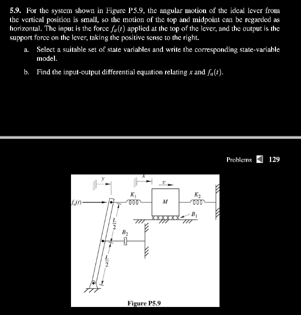 Solved Problem 5.9 from Modeling and Analysis of Dynamic | Chegg.com
