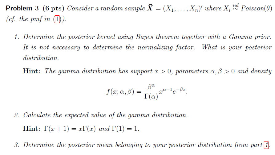 Solved Problem 3 (6 pts) Consider a random sample | Chegg.com