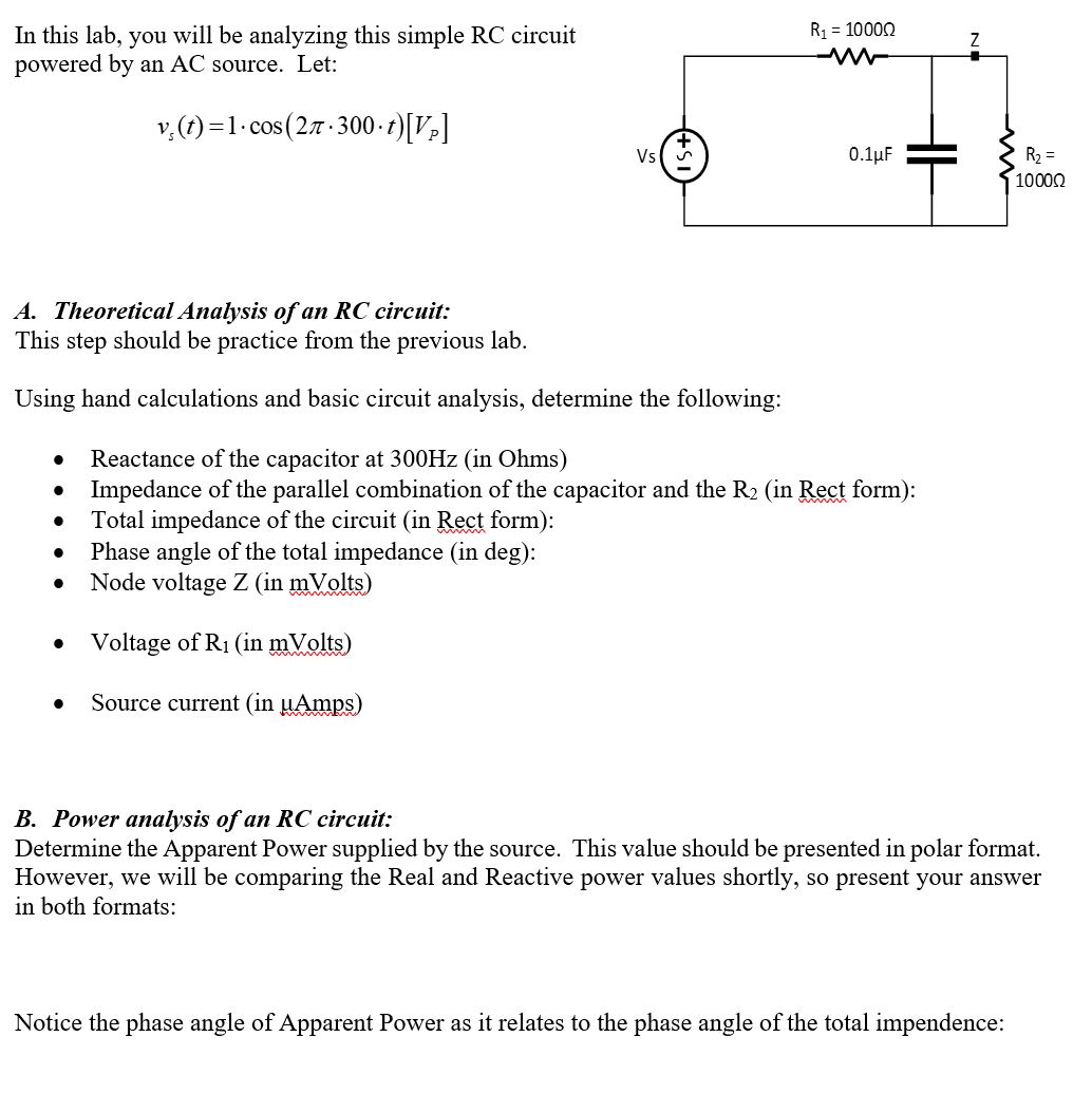 Solved In this lab, you will be analyzing this simple RC | Chegg.com