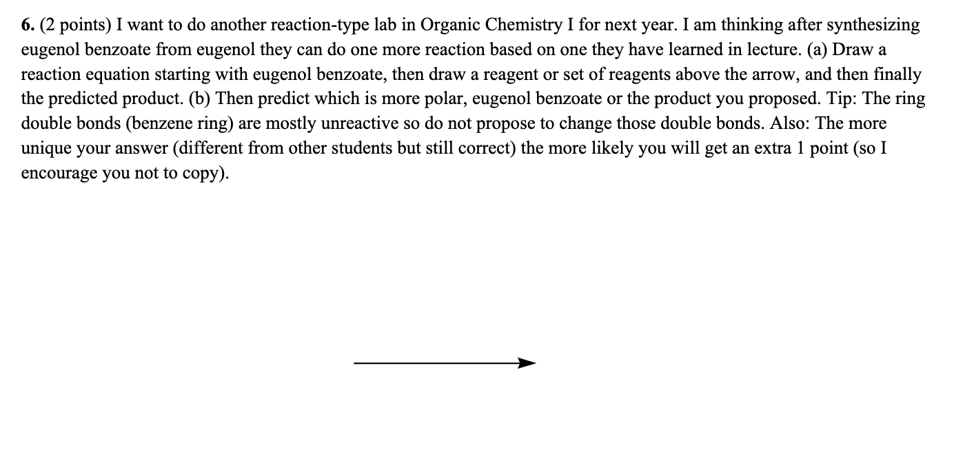 Solved 6. (2 ﻿points) ﻿I want to do another reaction-type | Chegg.com