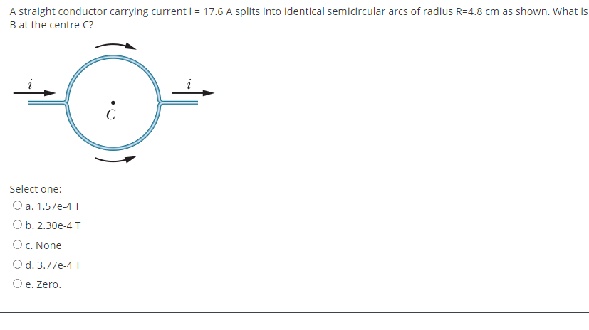 Solved A straight conductor carrying current i = 17.6 A | Chegg.com