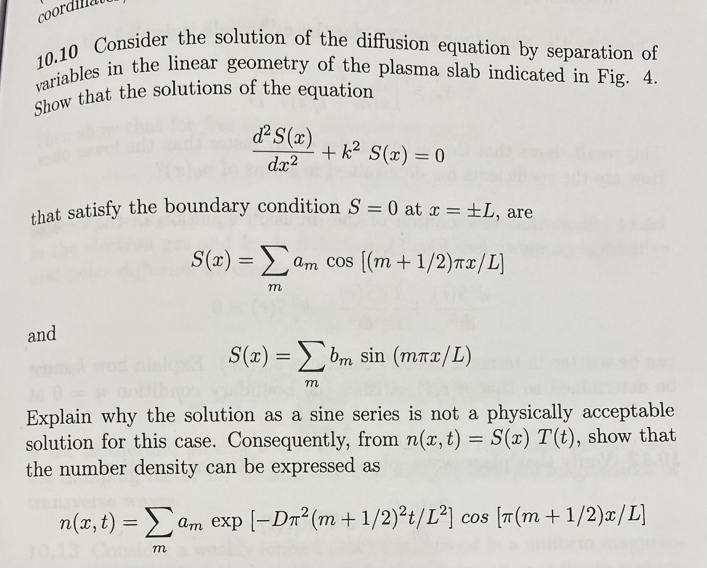 Solved 10.10 Consider the solution of the diffusion equation | Chegg.com