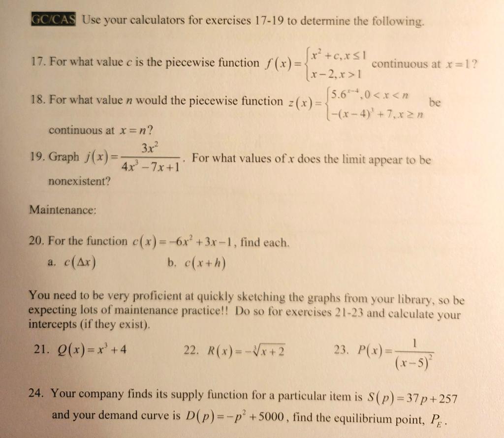 Solved GC/CAS Use your calculators for exercises 17-19 to | Chegg.com
