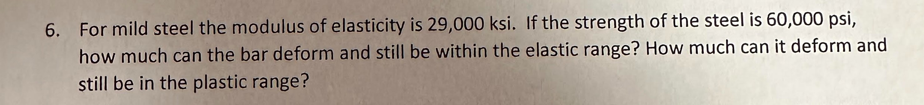Solved For mild steel the modulus of elasticity is | Chegg.com