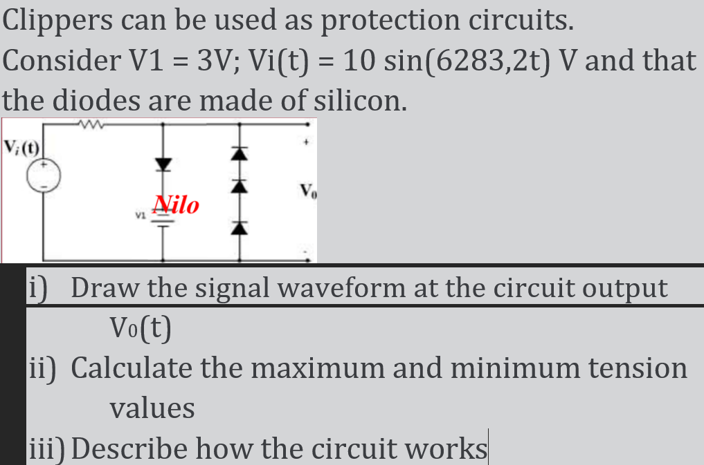 Solved Clippers can be used as protection circuits. Consider | Chegg.com