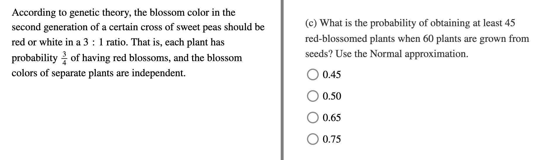 Solved According to genetic theory, the blossom color in the | Chegg.com